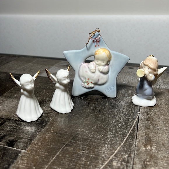 Accents | Vintage Ceramic Angels Assorted Soft Blue And White Gold Trim ...